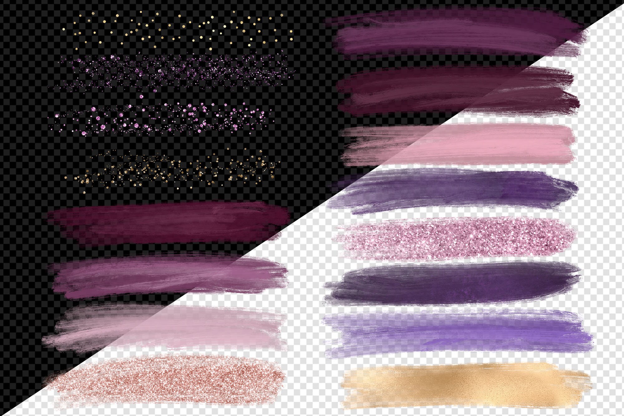 Dusk Rose Glitter Brush Strokes Clipart, PNG (digital Download) - Etsy