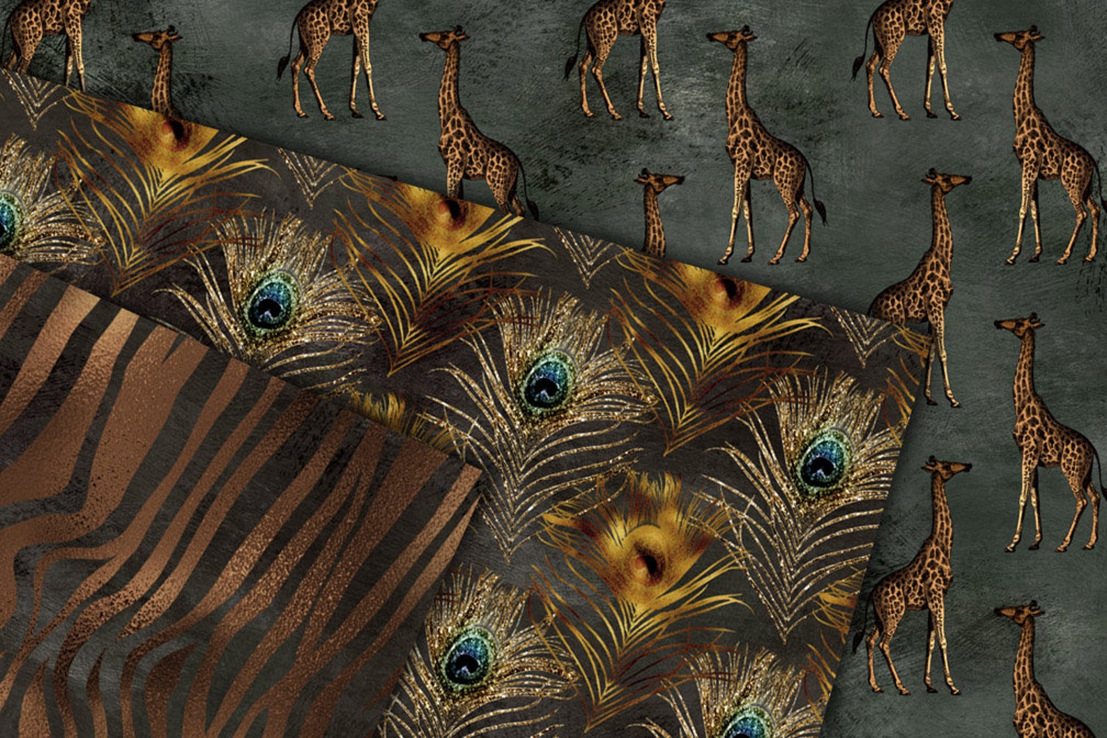 Bronze Animal Print Digital Paper – Seamless Safari Patterns (digital ...