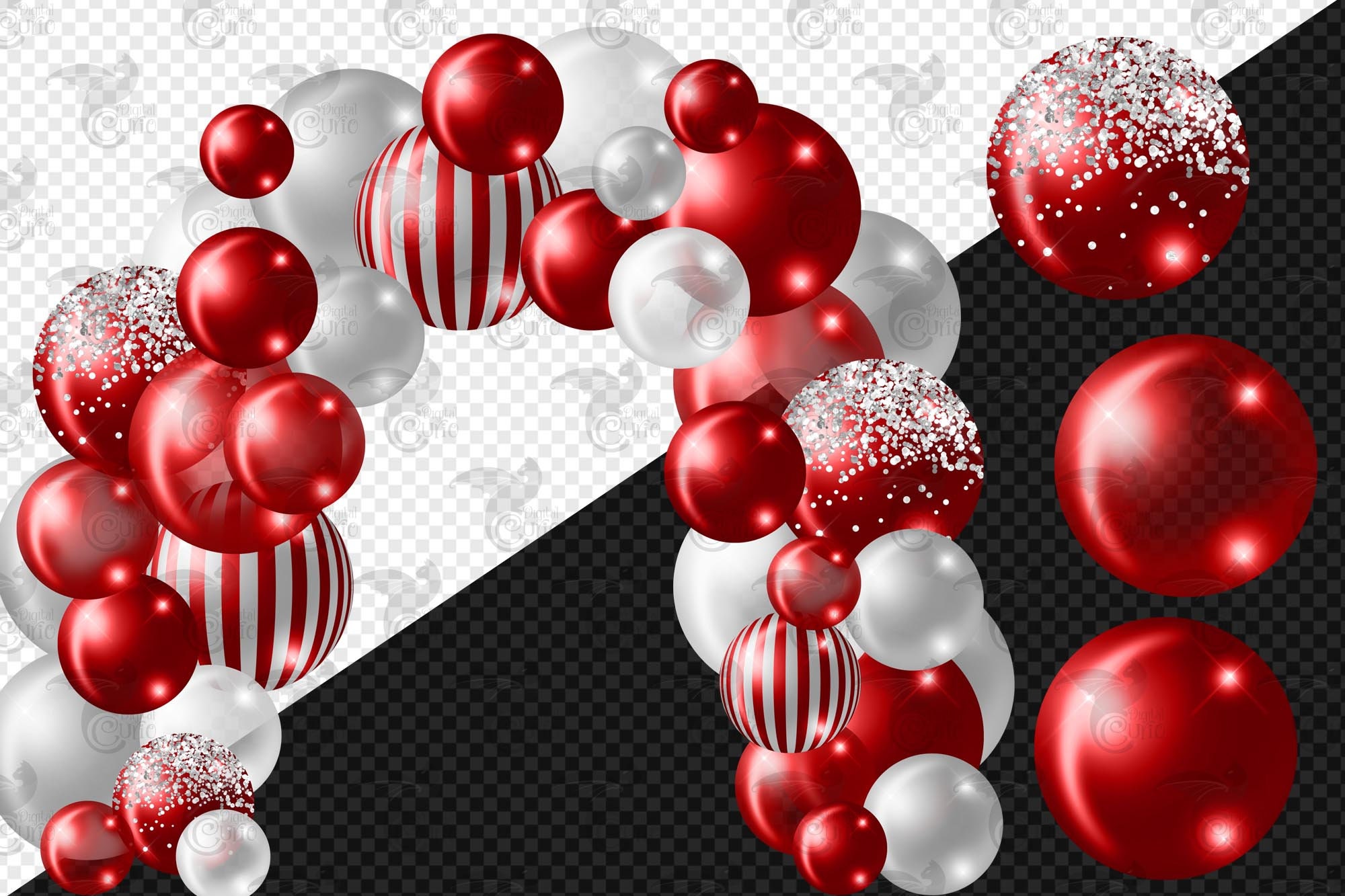 Red and Silver Balloon Arch Clipart Balloon Png Digital - Etsy