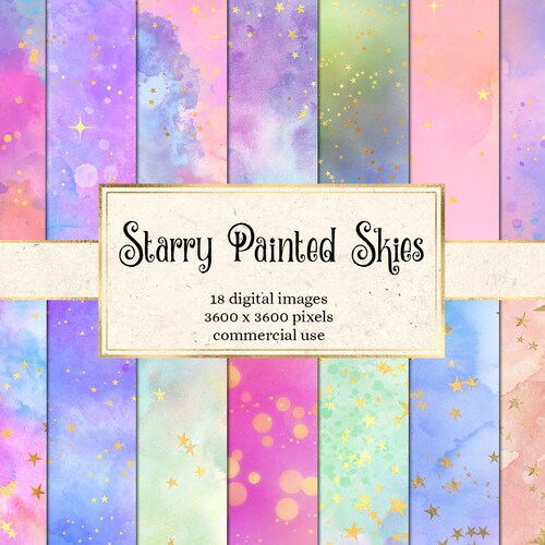 Black and Gold Star Digital Paper Seamless Stars Whimsical | Etsy