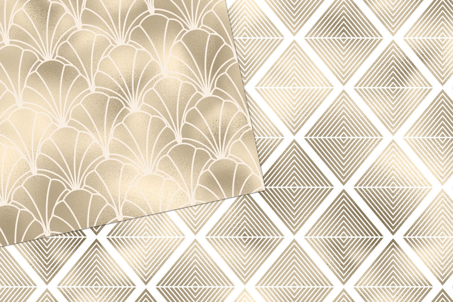 Ivory Art Deco Digital Paper, Seamless Deco Patterns, Geometric Art ...