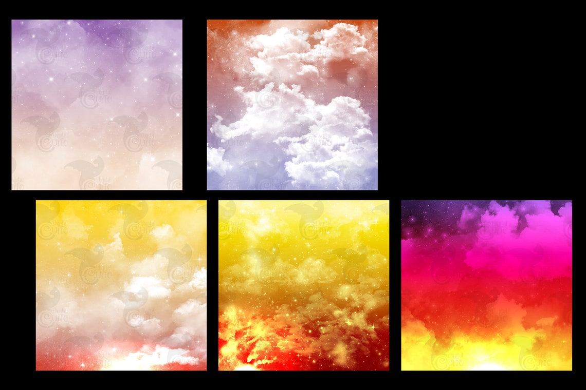 Sunset Cloudy Skies Digital Paper, Ombre Backgrounds (digital Download ...