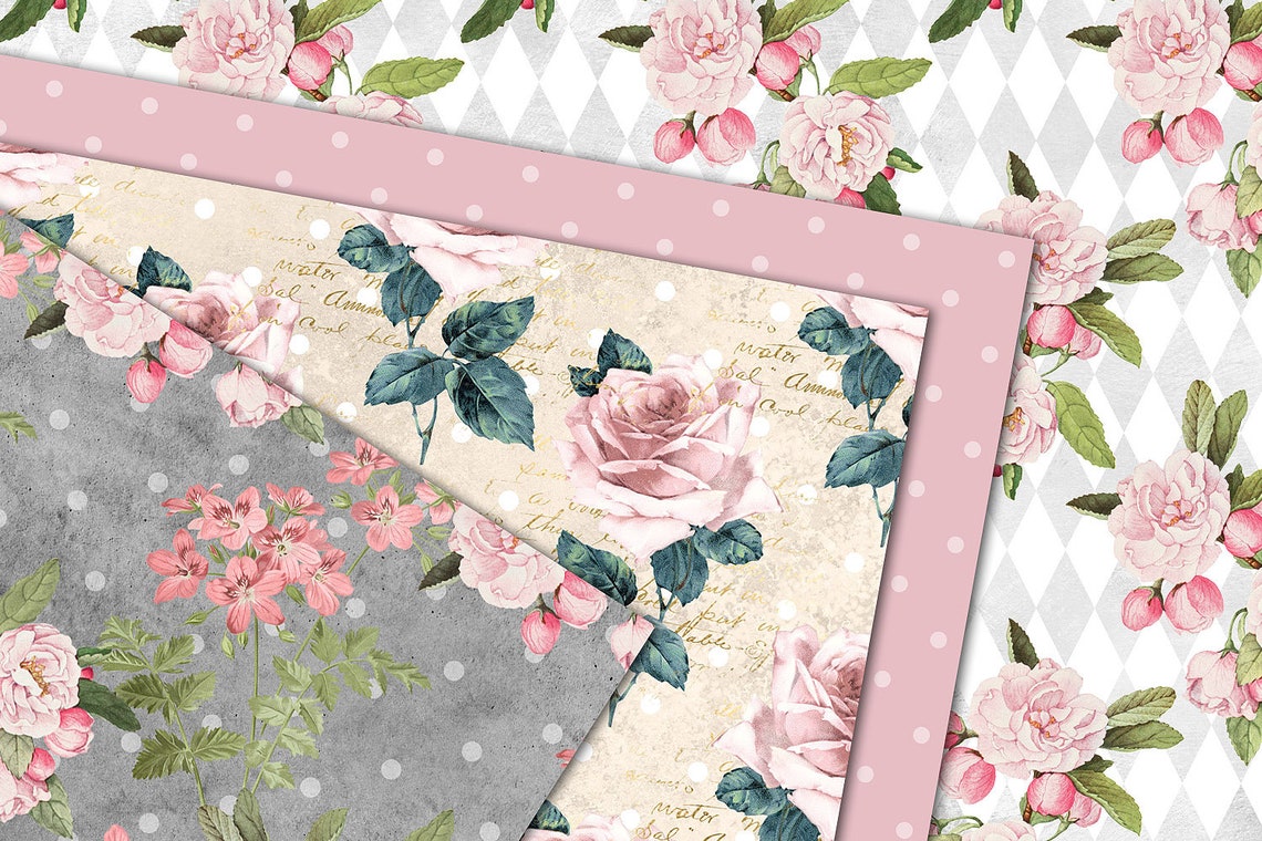 Shabby Pink Floral Digital Paper Seamless Floral Patterns - Etsy