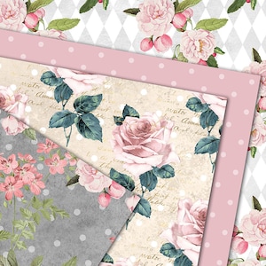 Shabby Pink Floral Digital Paper, Seamless Floral Patterns Rustic ...