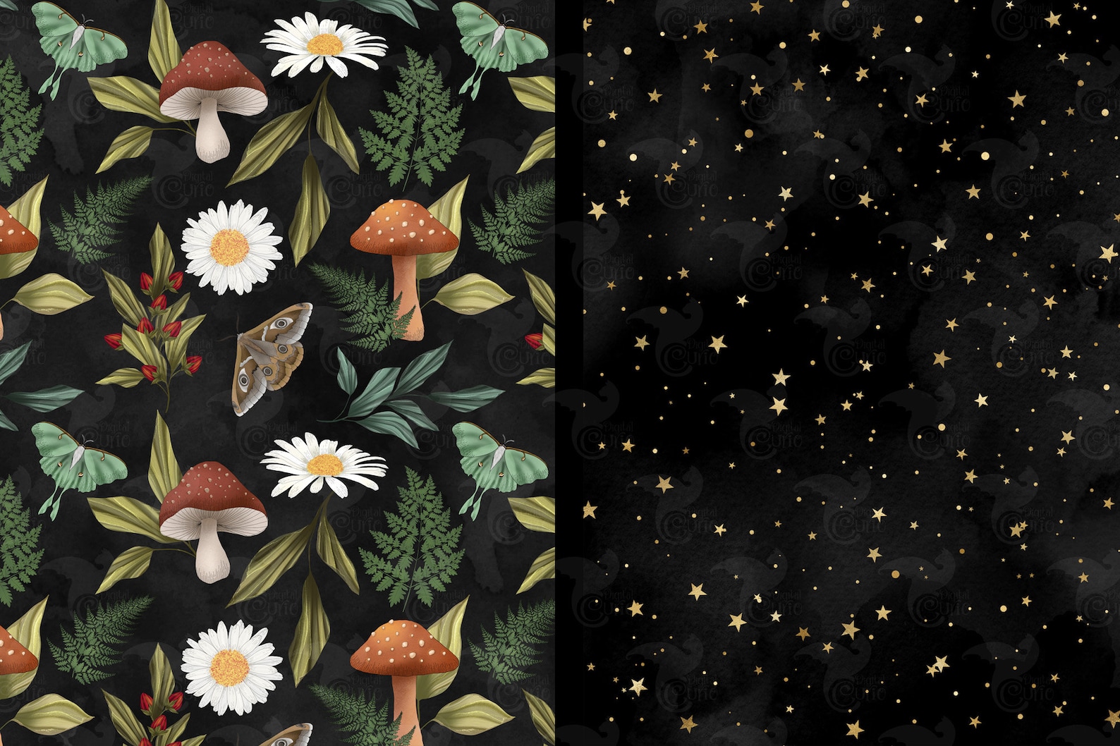 Goblincore Digital Paper Seamless Forest Witch Patterns With - Etsy