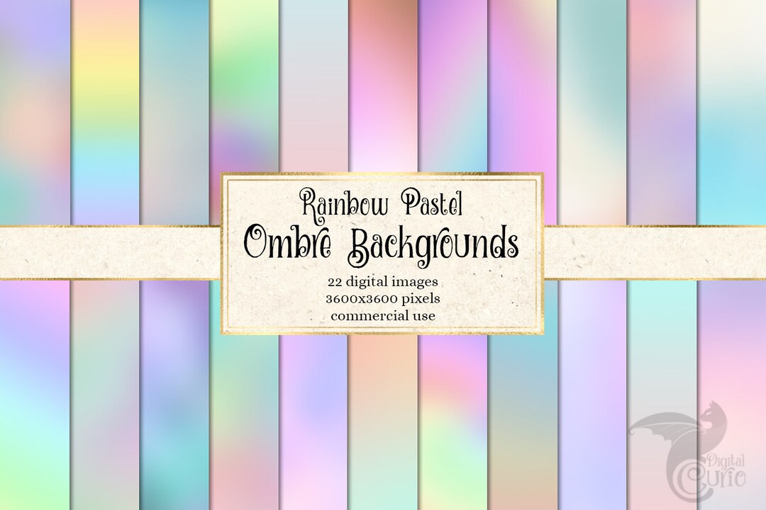 Rainbow Pastel Ombre Digital Paper, Backgrounds in Soft Gradients ...