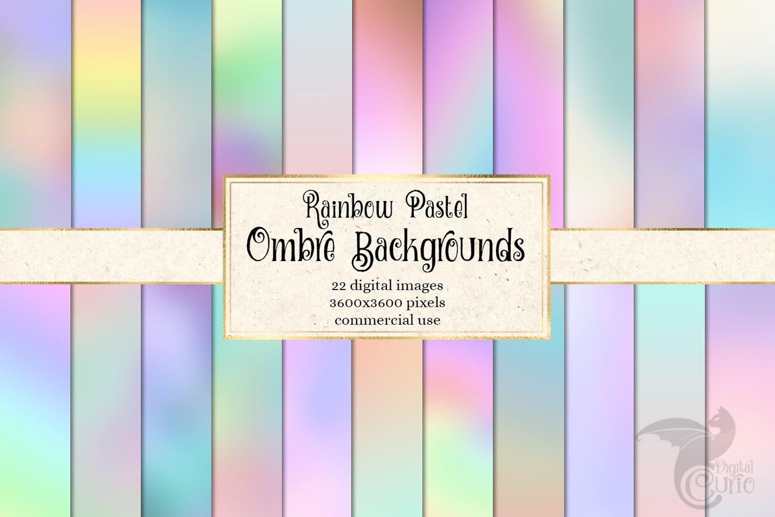 Rainbow Pastel Ombre Digital Paper Backgrounds in Soft - Etsy