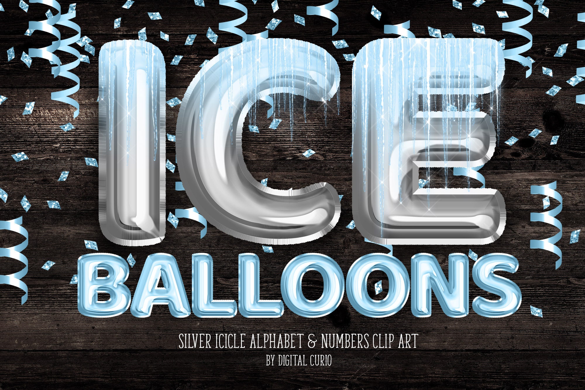 Silver Icicle Foil Balloon Alphabet Clip Art Glitter | Etsy