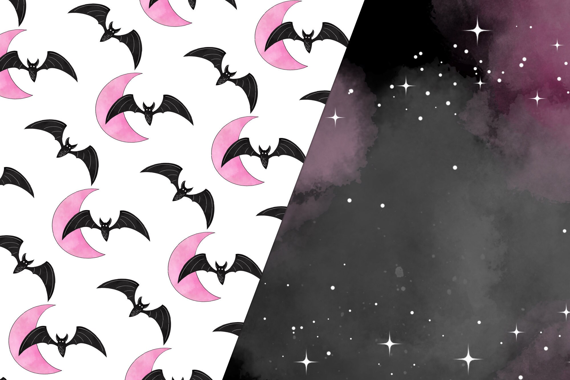 Cute Pink and Black Halloween Digital Paper Seamless Witch - Etsy