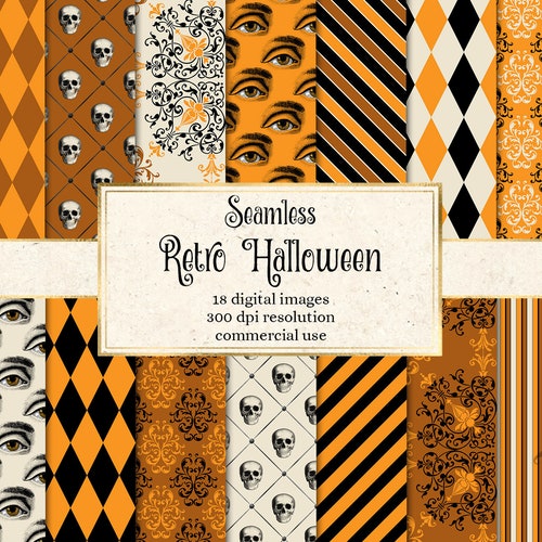 Vintage Halloween Digital Paper Vintage Halloween Scrapbook - Etsy