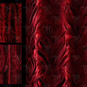 Red Velvet Digital Paper, Seamless Velvet Damask Patterns, Theater ...