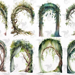 Watercolor Tree Arches Clipart - Leafy Forest Wedding Arch PNG Format ...