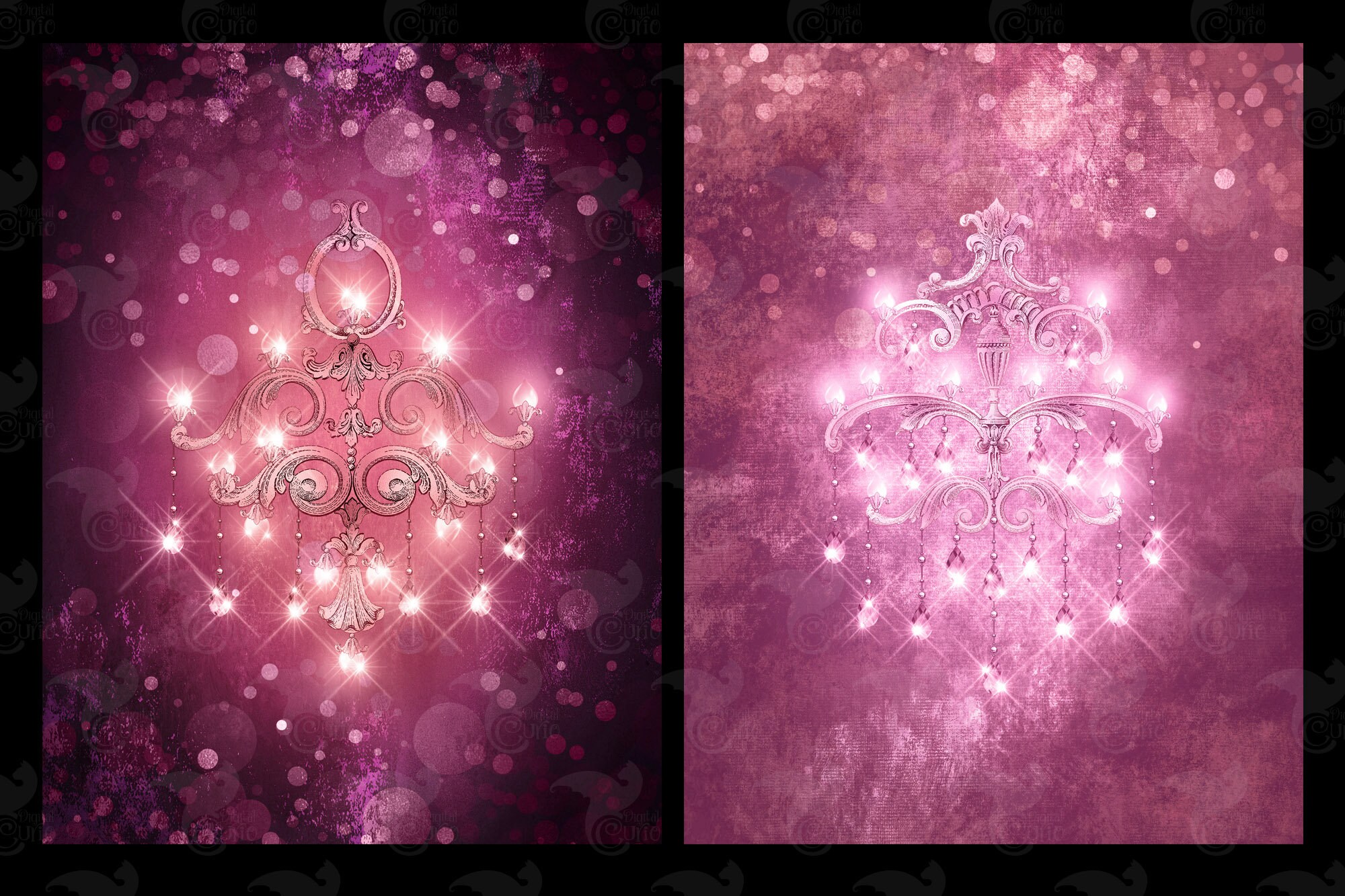 Magic Pink Chandelier Backgrounds Digital Paper Grunge Junk | Etsy