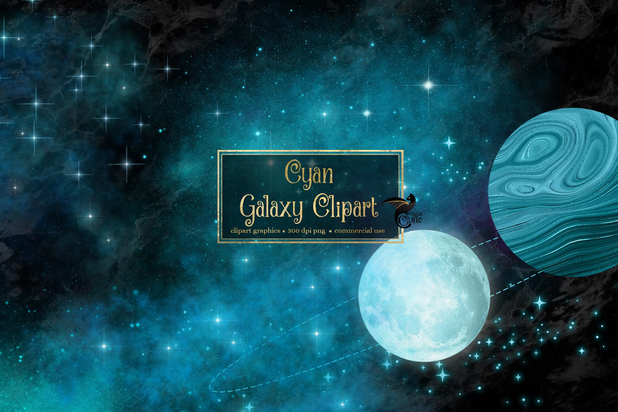 Cyan Galaxy Clipart - Magic Dust Cloud Overlays Instant Download for ...