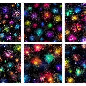 Rainbow Fireworks Digital Paper, Seamless Printable Textures Printable ...