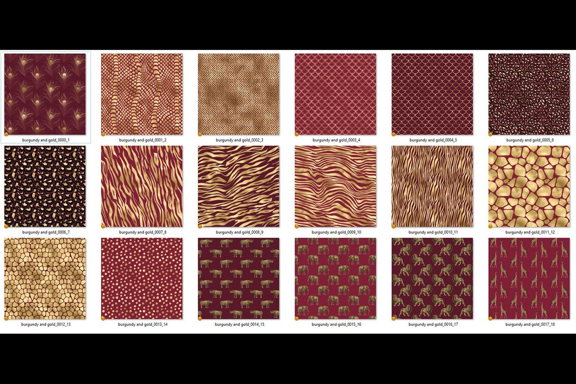 Burgundy and Gold Animal Skins Digital Paper Red Seamless | Etsy