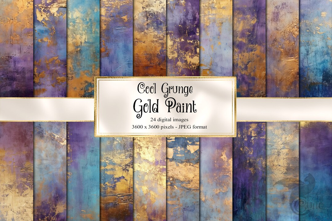 Cool Grunge Gold Paint Digital Paper, Backgrounds With Distressed ...