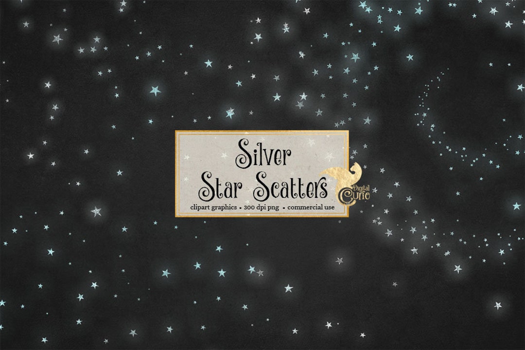 Silver Star Clipart, Glowing Night Sky Overlays (PNG Download) - Etsy