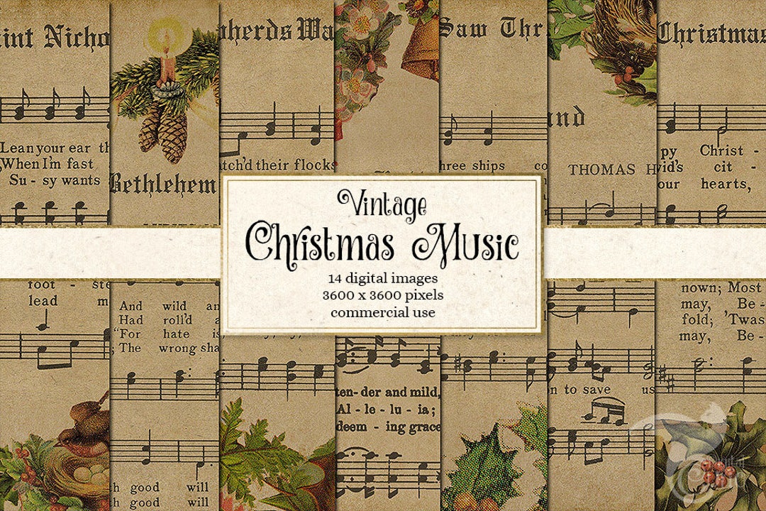 Vintage Christmas Sheet Music Digital Paper Pack (12x12) - Etsy