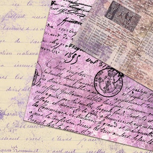 Lavender Ephemera Digital Paper, Instant Download Vintage Scrapbook ...