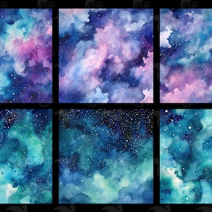 Watercolor Abstract Galaxy Digital Paper - Watercolor Printable Instant ...