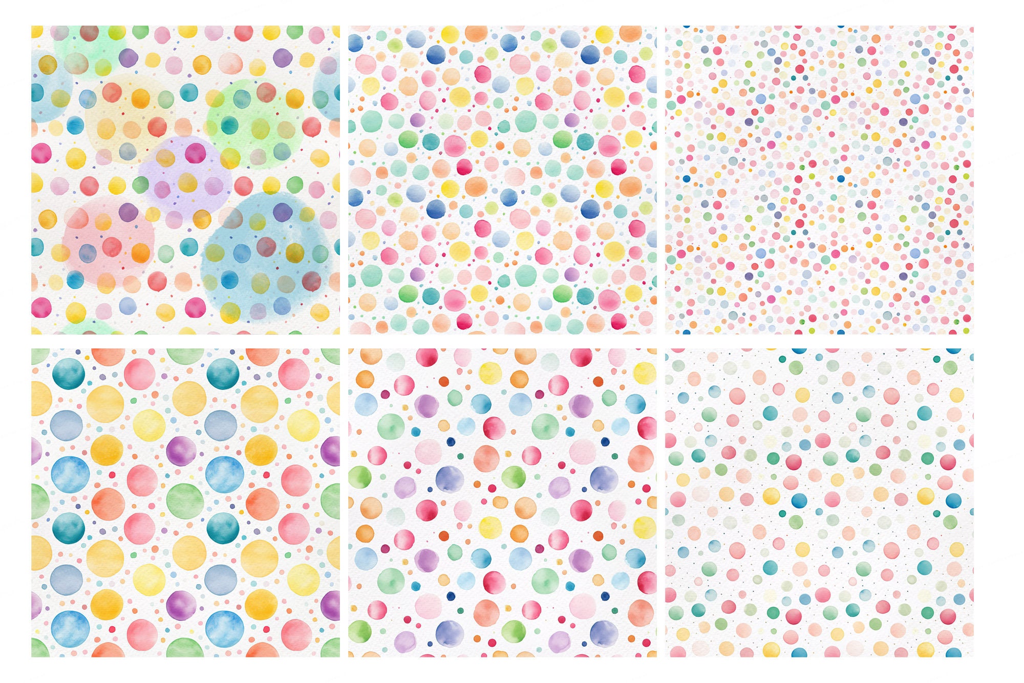 Watercolor Polka Dot Digital Paper, Rainbow Seamless Pattern (digital ...