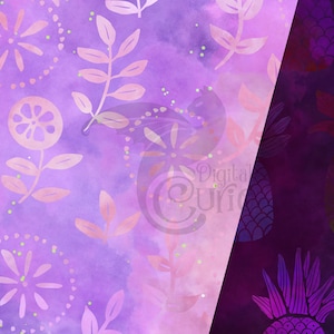 Purple Batik Digital Paper - Hand Drawn Seamless Patterns Instant ...