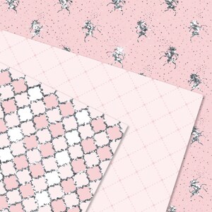 Blush and Silver Glitter Digital Paper, Seamless Blush Pink Royal ...