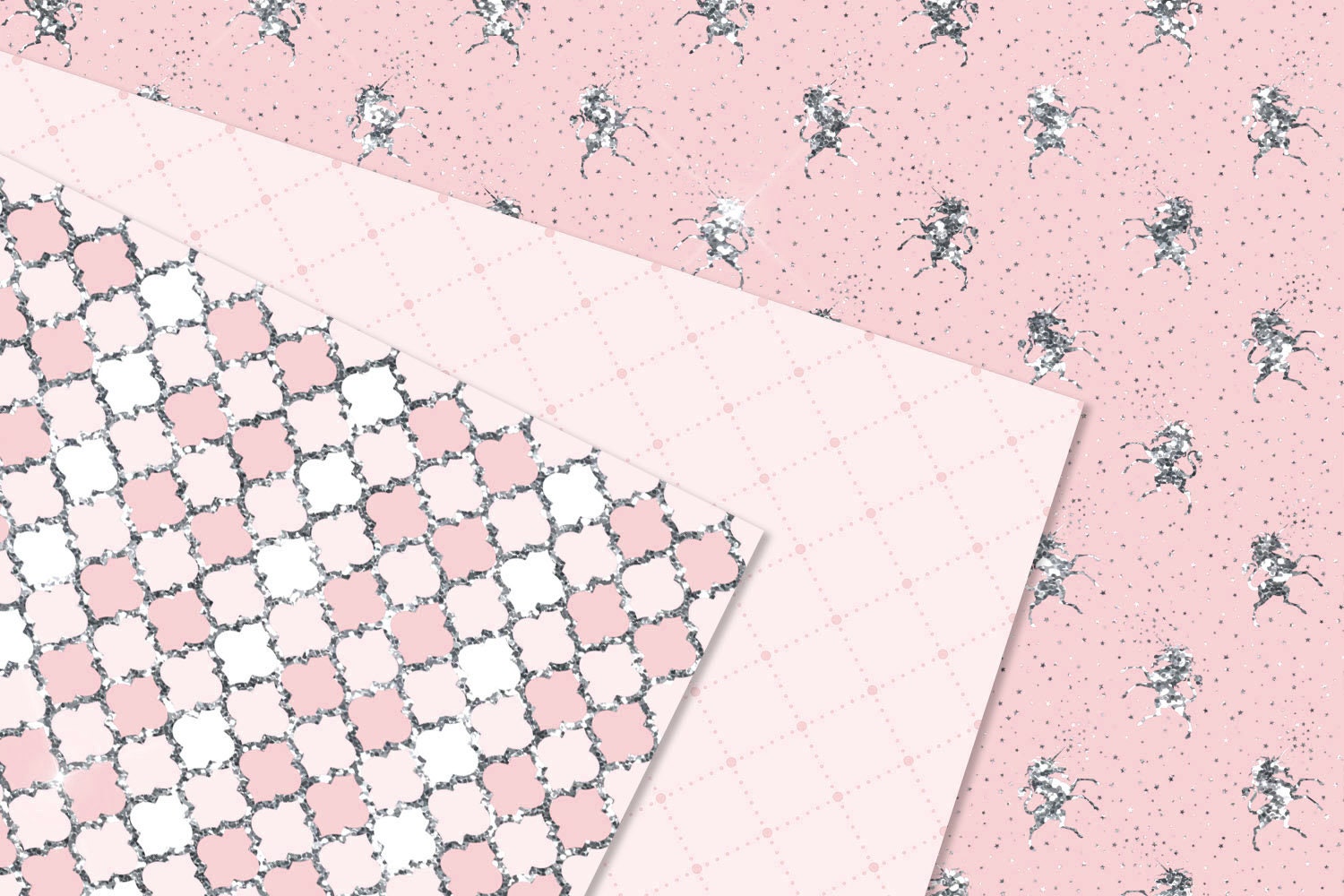 Blush and Silver Glitter Digital Paper Seamless Blush Pink | Etsy