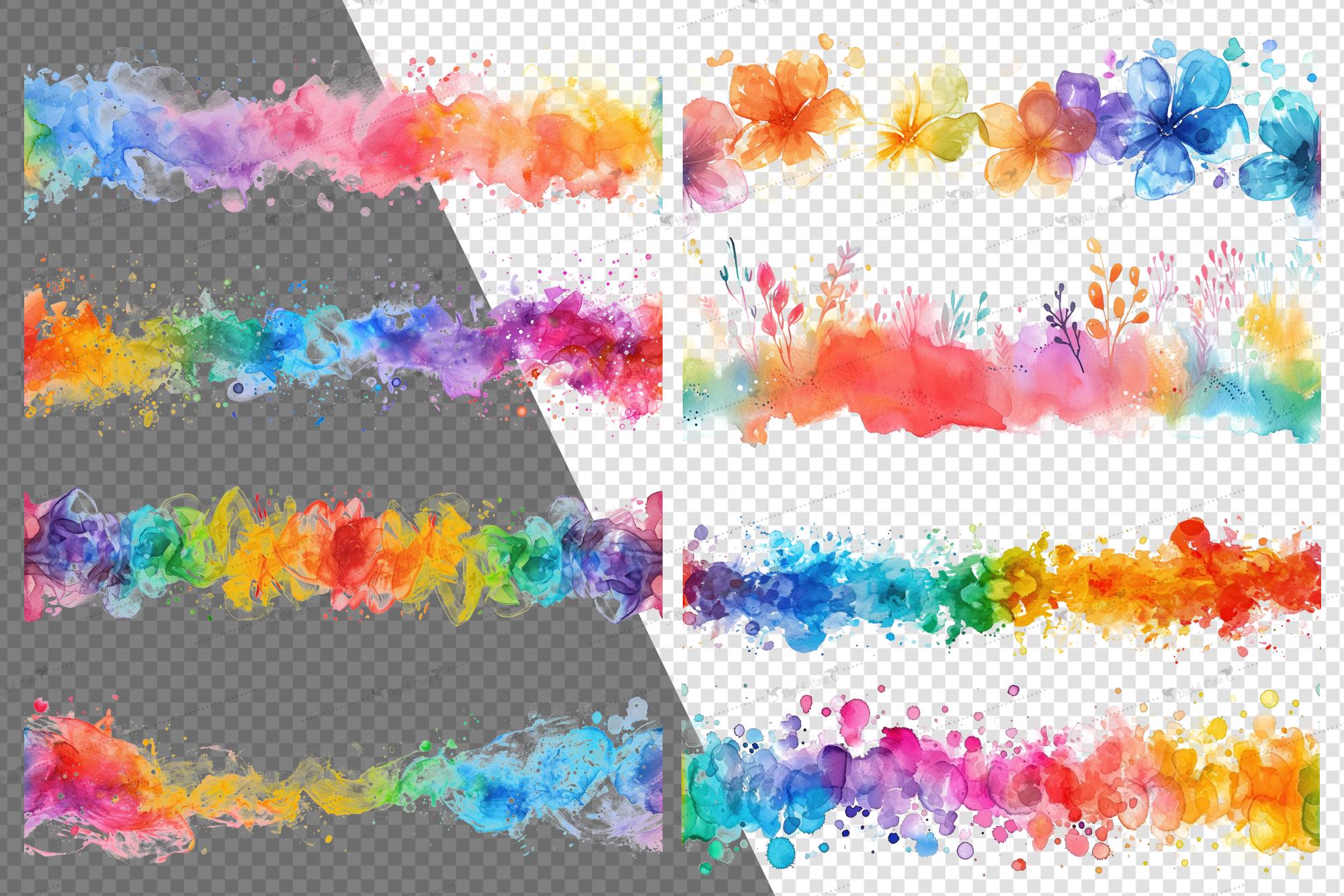 Seamless Watercolor Rainbow Borders - Digital Instant Download Clip Art ...