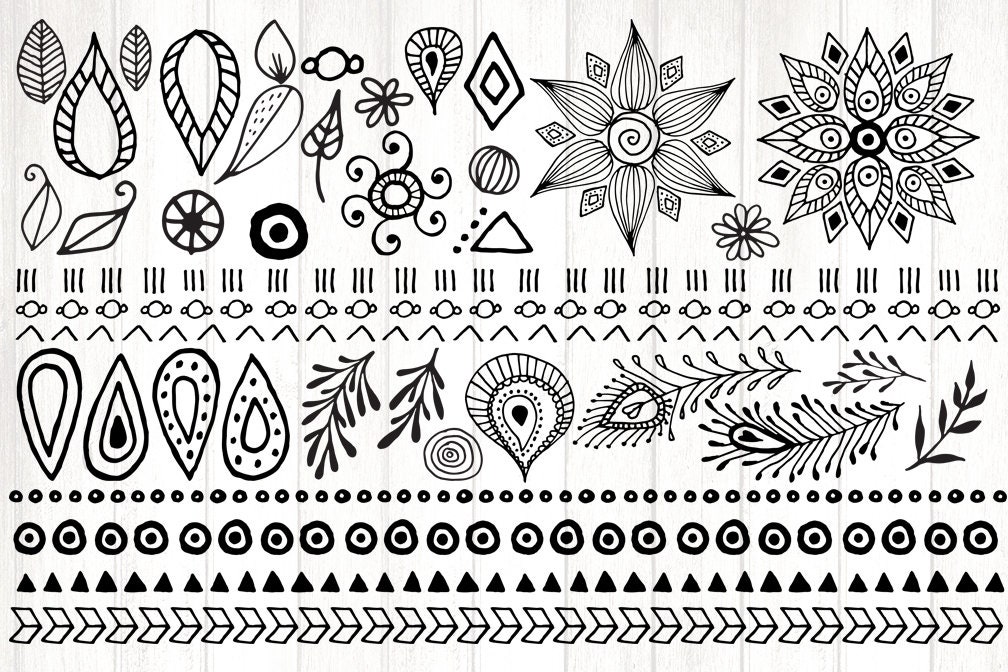 Boho Design Elements Clipart Gold Bohemian Ornamental Clip | Etsy