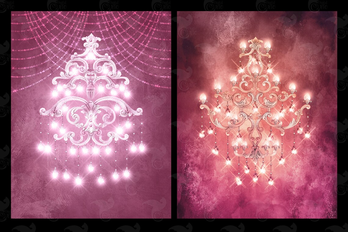 Magic Pink Chandelier Backgrounds Digital Paper Grunge Junk | Etsy