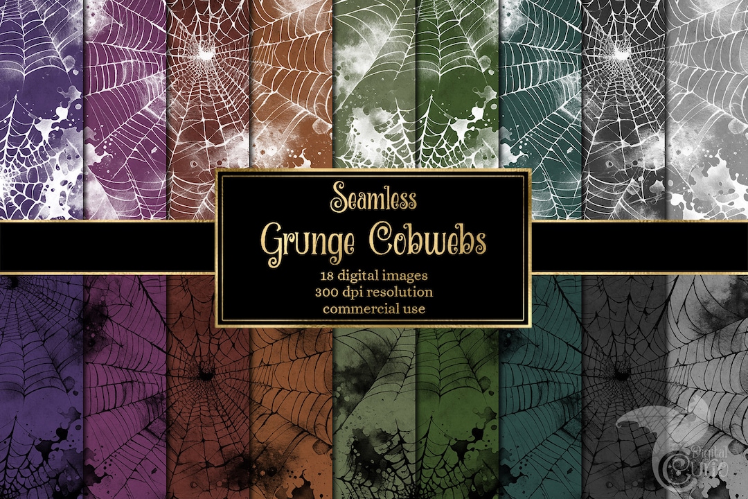 Seamless Grunge Cobweb Digital Paper, Printable Scrapbook Paper ...