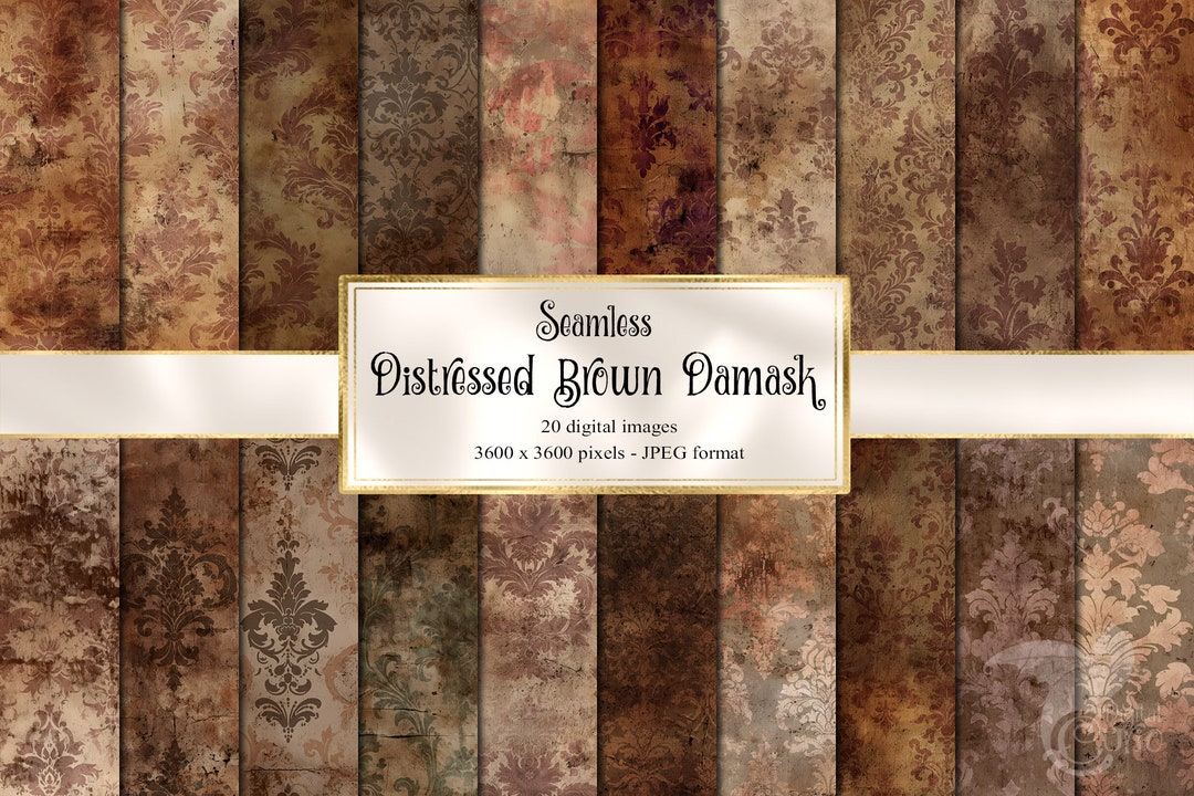 Distressed Red Damask Digital Paper, Seamless Rustic Textured Scrapbook ...