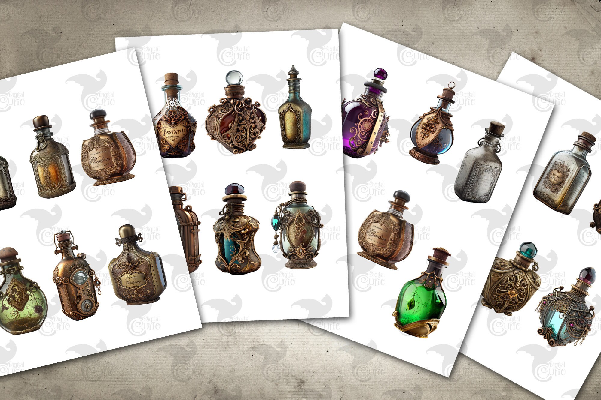 Steampunk Potions Clipart Clip Art Graphics and Collage - Etsy Australia