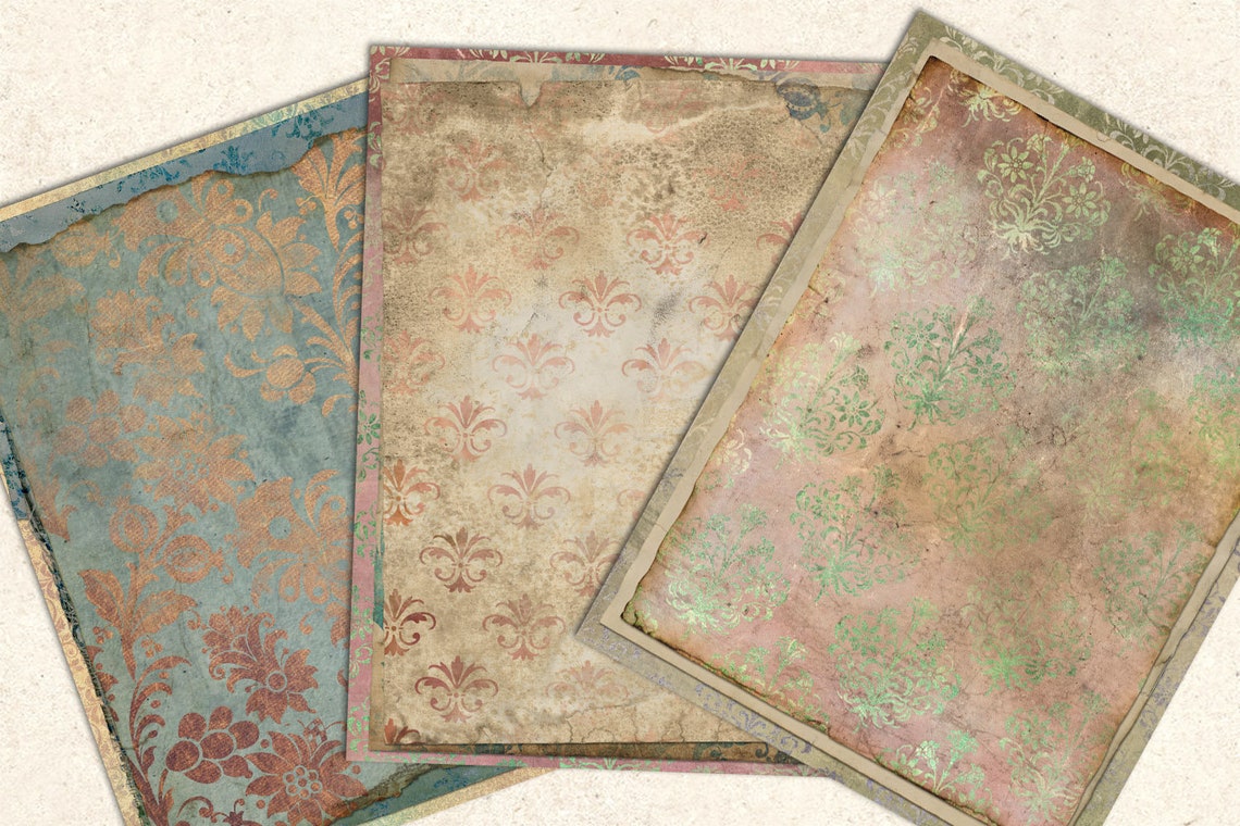 Grunge Damask Notebook Paper Digital Paper Distressed Junk - Etsy