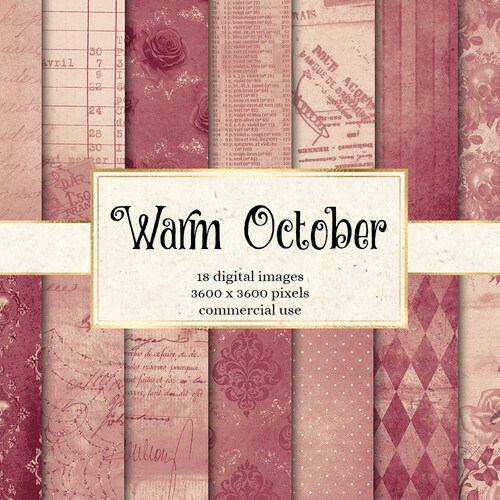Warm October Textures Digital Paper Vintage Handwritten - Etsy