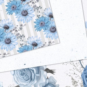 Blue Floral Digital Paper, Seamless Flower Backgrounds (digital ...