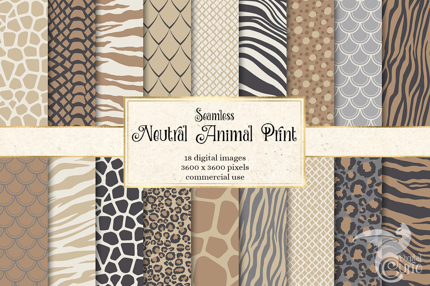 Neutral Animal Print Digital Paper Seamless Animal Skin - Etsy