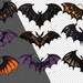 Embroidered Bats Clipart Halloween Cute Embroidery Vampire Bats PNG ...