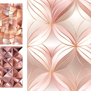 Rose Gold Glass Digital Paper, Seamless Rose Gold Textures, Printable ...