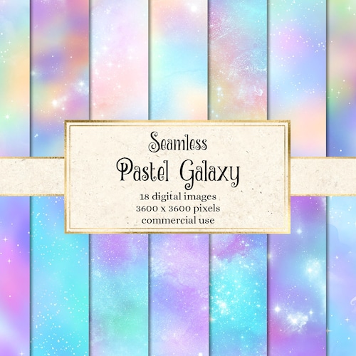 Pastel Galaxy Digital Paper Seamless Rainbow Starry Night - Etsy