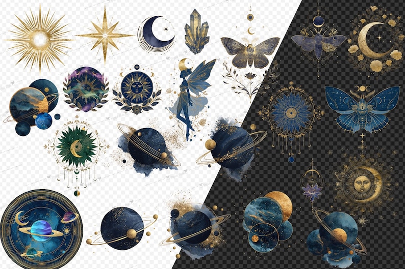 200 Celestial Collection Illustrations and Clip Art - Cosmic Esoteric ...