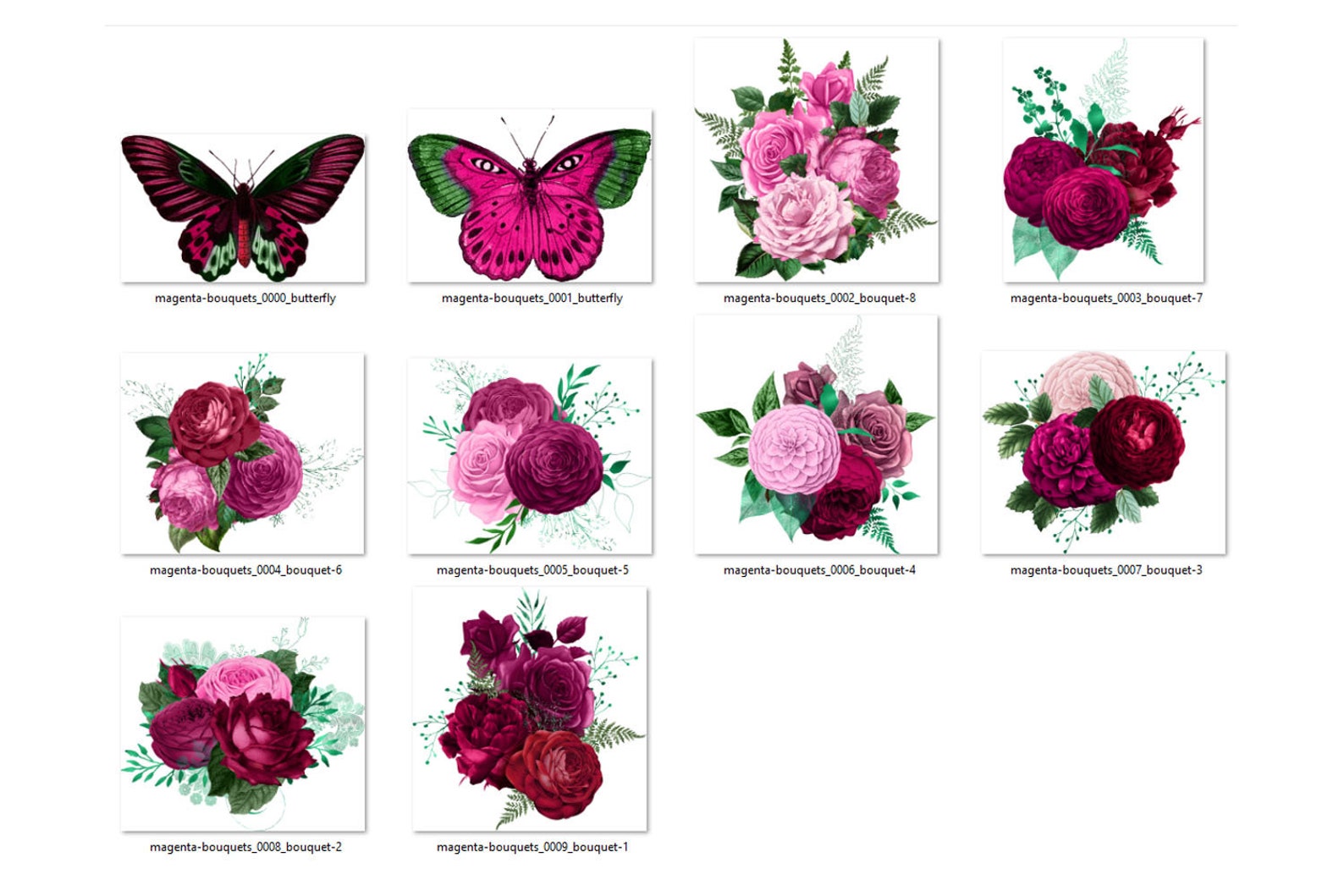 Magenta Bouquets Floral Clip Art Digital Instant Download - Etsy
