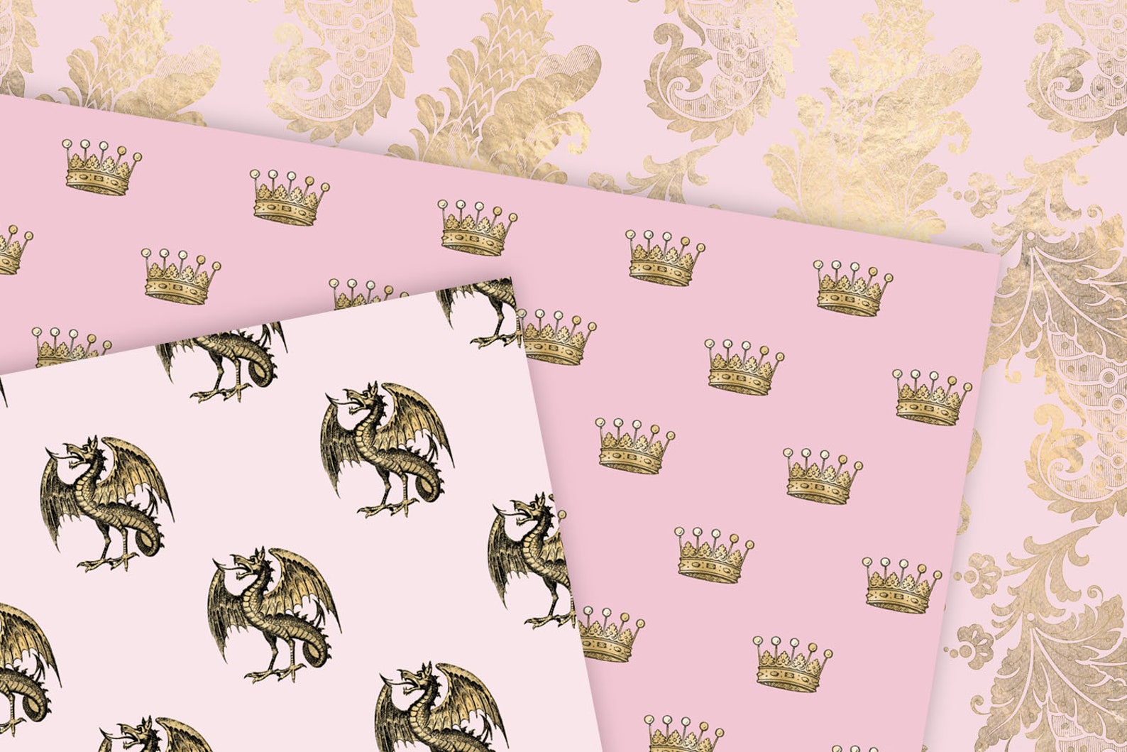 Pink and Gold Princess Digital Paper Seamless Pink and Gold - Etsy