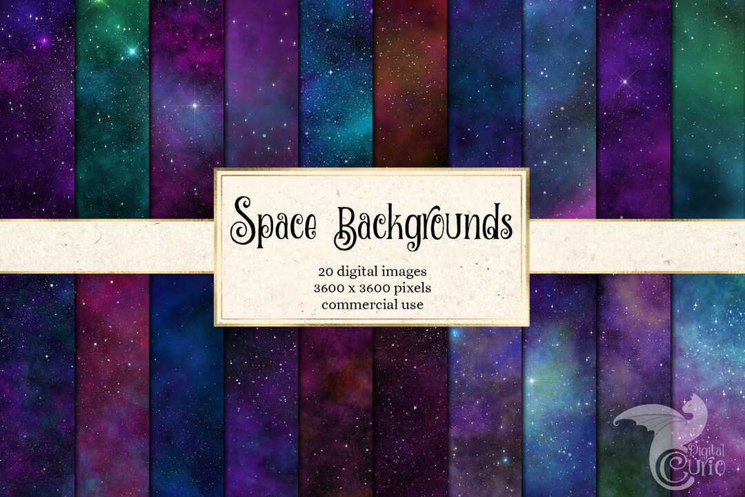 Space Backgrounds Digital Paper - Galaxy Textures With Starry Night ...