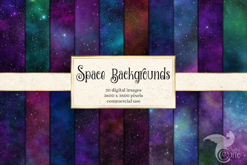 Space Backgrounds Digital Paper - Galaxy Starry Night (digital Download ...