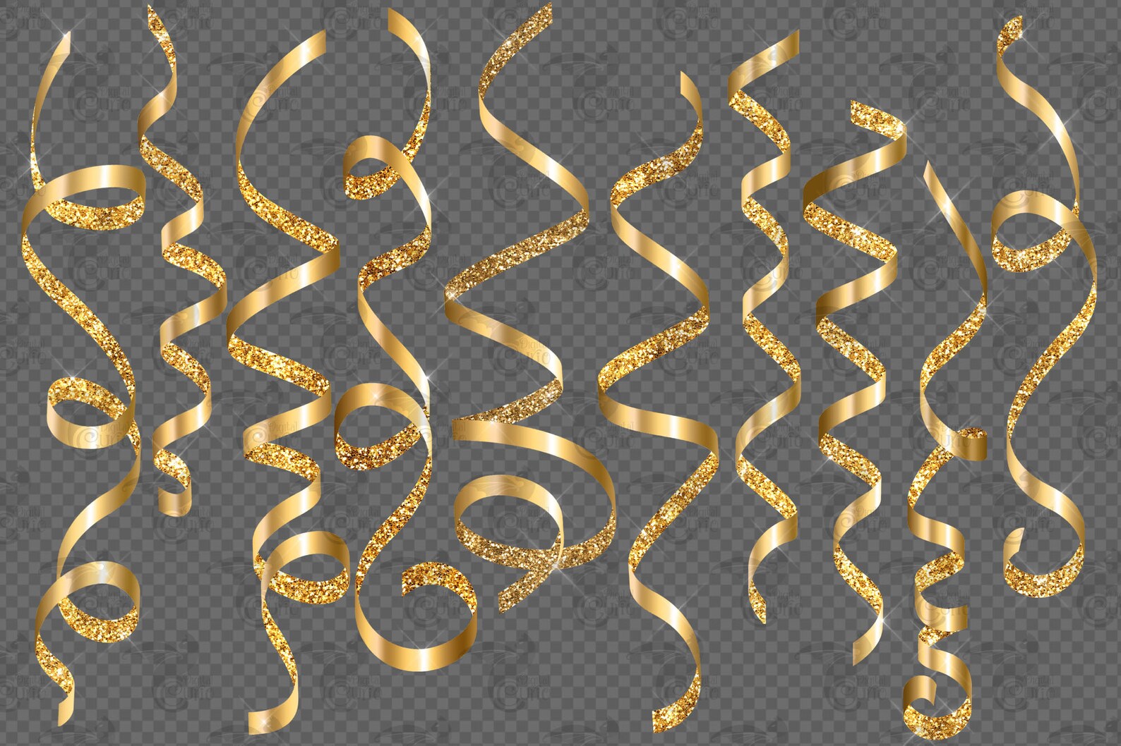 Gold Glitter Ribbons Clip Art – PNG Format (digital Download) - Etsy