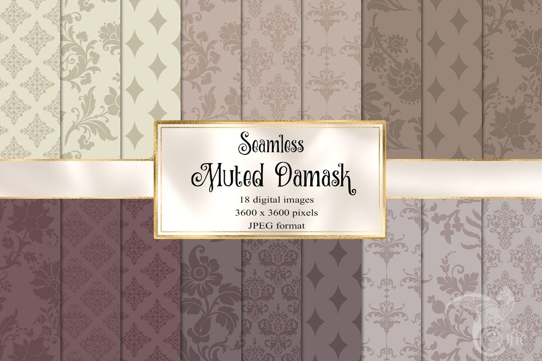 Muted Damask Digital Paper, Vintage Seamless Backgrounds for Instant ...