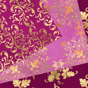 Magenta and Gold Digital Paper – Seamless Printable Backgrounds ...